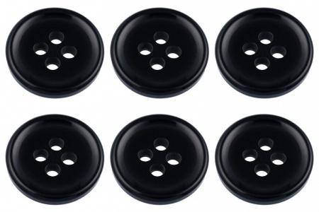 15mm Black Buttons Flat Round 4 Holes 24 Ligne - Gents Shop