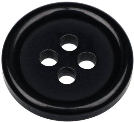 15mm Flat Black Buttons Round 4 Holes 24 Ligne - Gents Shop