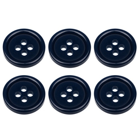 15mm Flat Navy Blue Buttons Round 4 Holes 24 Ligne - Gents Shop