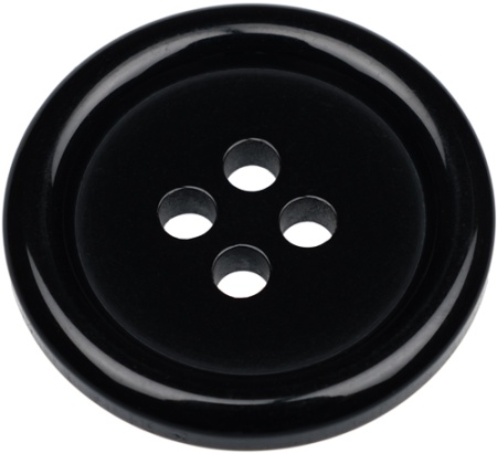 15mm Flat Black Buttons Round 4 Holes 24 Ligne - Gents Shop