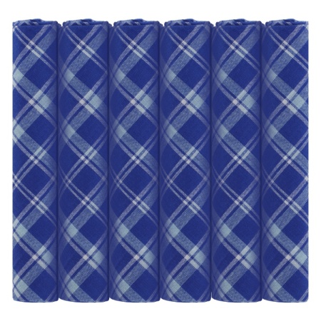 White and Mixed Blues Checked Cotton Hankies - Gents Shop