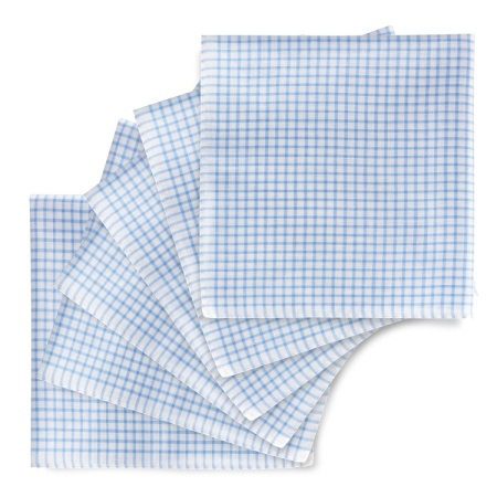 White and Mixed Blues Checked Cotton Hankies - Gents Shop