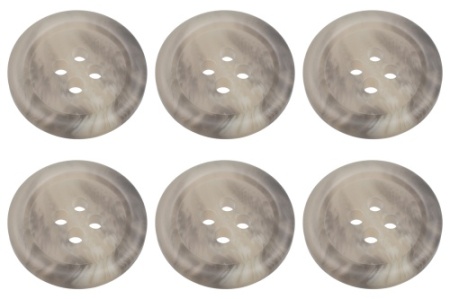 Pack of 6 Light Grey Mock Horn Buttons 20mm 32 Ligne - Gents Shop