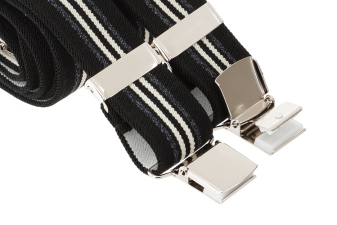 Black and Grey Striped Trouser Braces - Gents Shop