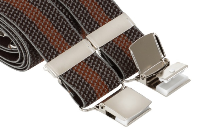Brown and Bronze Stripe Trouser Braces Clip On - Gents Shop