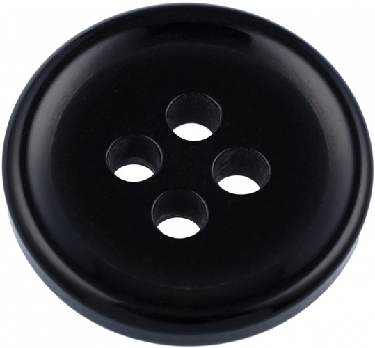 15mm Black Buttons Flat Round 4 Holes 24 Ligne - Gents Shop