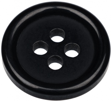 15mm Flat Black Buttons Round 4 Holes 24 Ligne - Gents Shop