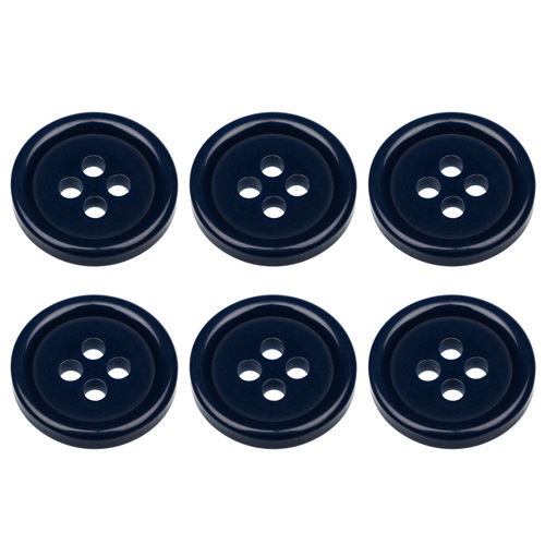 15mm Flat Navy Blue Buttons Round 4 Holes 24 Ligne - Gents Shop