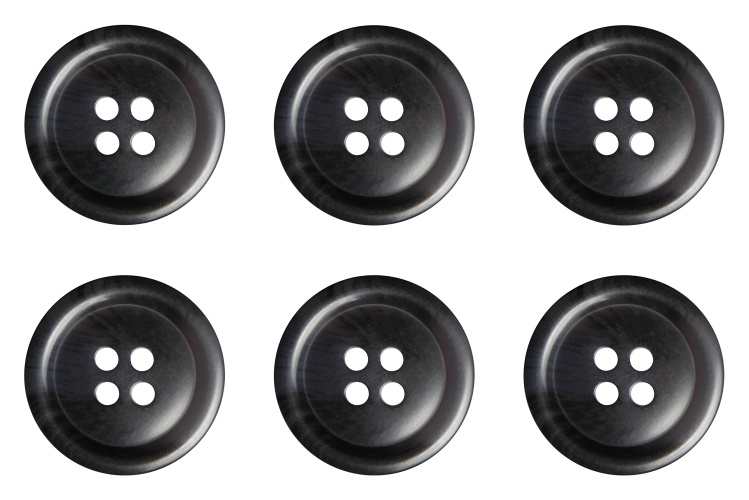 Pack of 6 Black Mock Horn Buttons 20mm 32 Ligne - Gents Shop