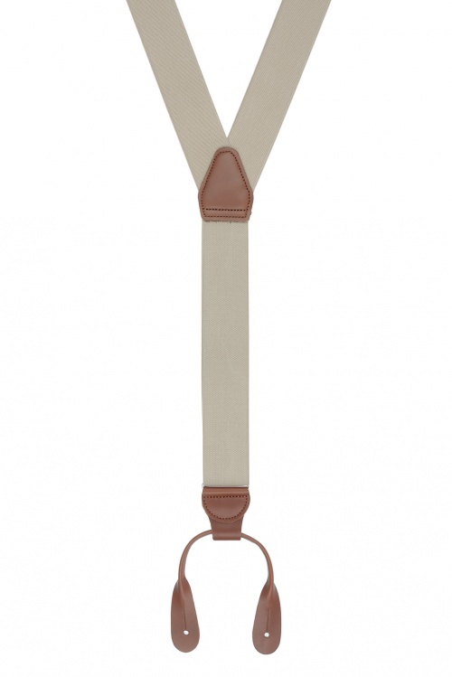 Natural Beige Button On Trouser Braces Leather End - Gents Shop