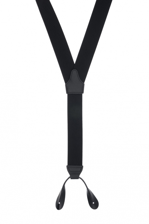 Black Button Trouser Braces Rolled Leather Ends - Gents Shop