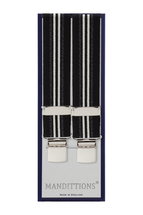 Black and Grey Striped Trouser Braces - Gents Shop