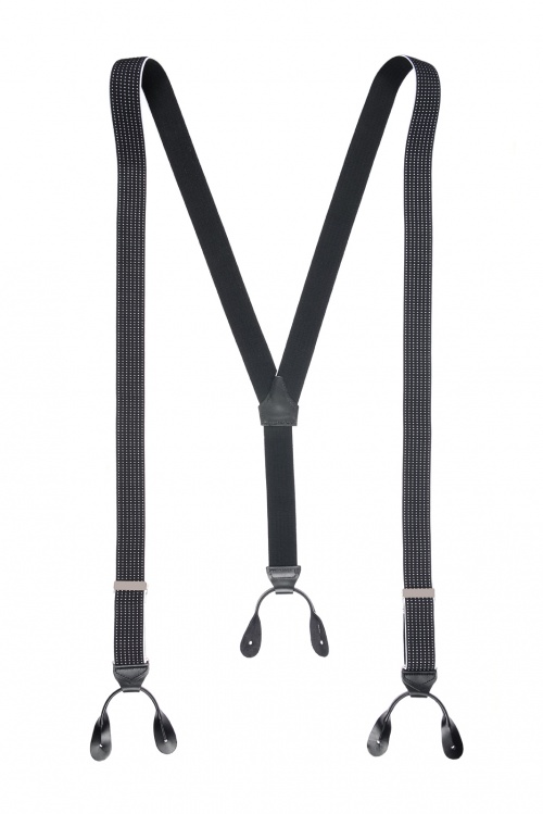 Black Polka Dot Button on Trouser Braces - Gents Shop