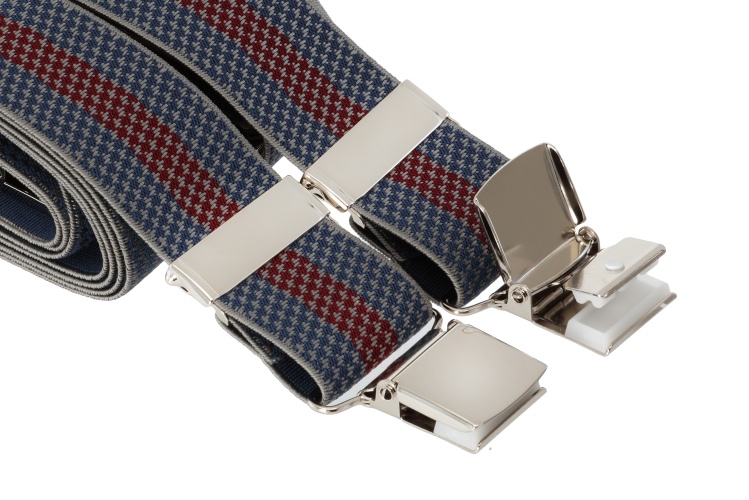 Blue and Burgundy Stripe Trouser Braces Clip On - Gents Shop