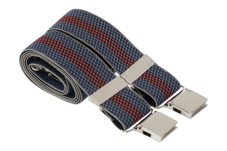 Blue and Burgundy Stripe Trouser Braces Clip On - Gents Shop