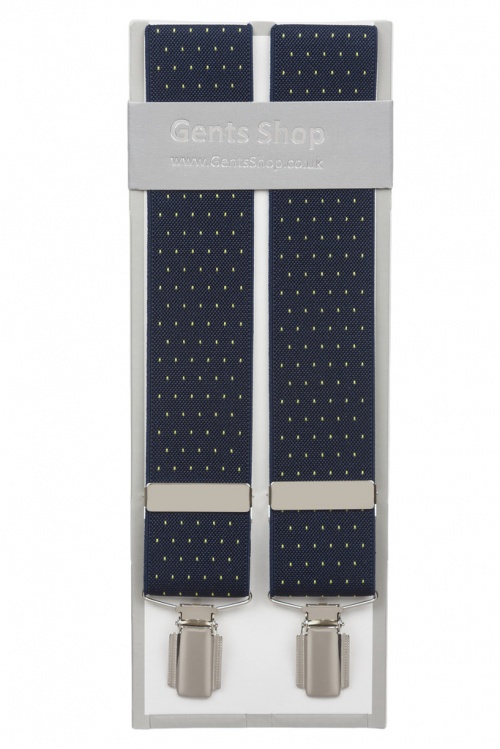 Blue Suit Trouser Braces Yellow Dots | Blue Braces - Gents Shop