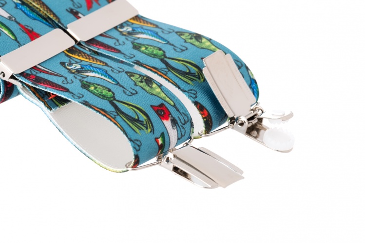 Blue Trouser Braces with Colourful Fish - Gents Shop