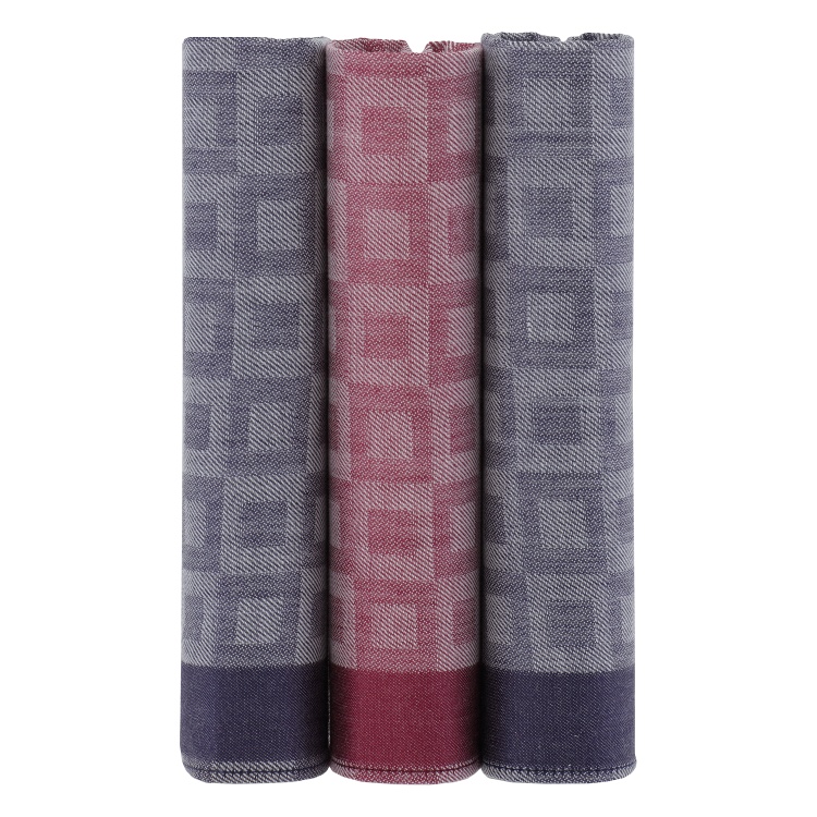 3 Large Cotton Handkerchiefs Blue Red Patterned - Gents Shop