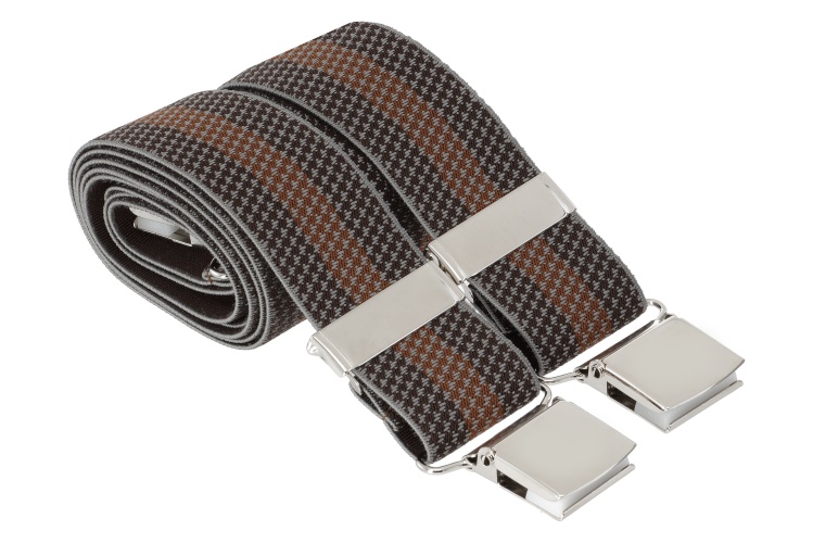 Brown and Bronze Stripe Trouser Braces Clip On - Gents Shop