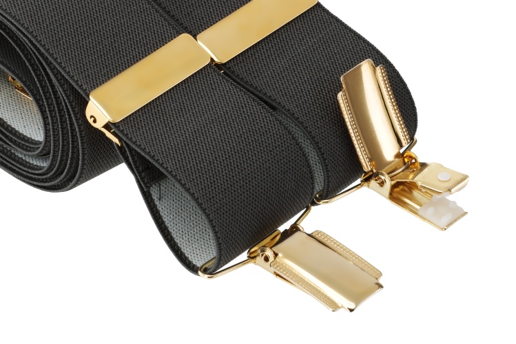 Dark Grey Trouser Braces With Gold Clips - Gents Shop