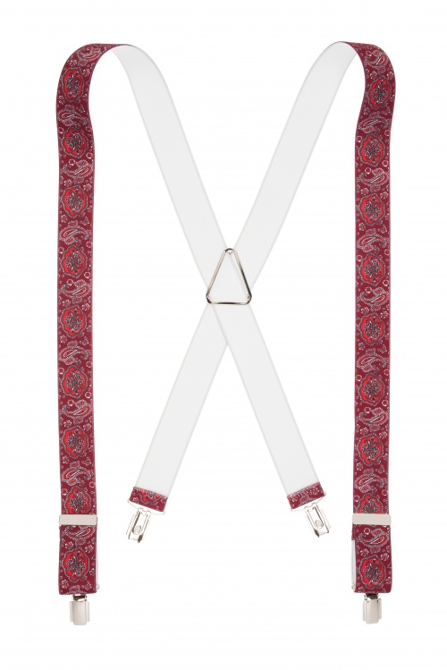 Mens Deep Red Paisley Trouser Braces | Red Braces - Gents Shop