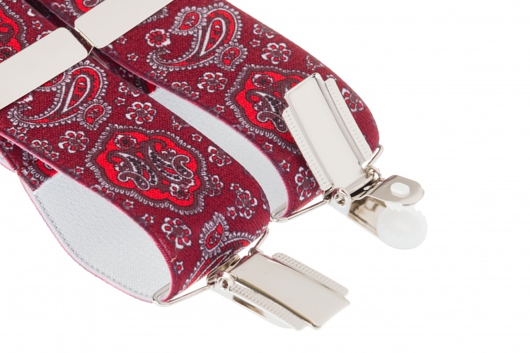 Mens Deep Red Paisley Trouser Braces | Red Braces - Gents Shop
