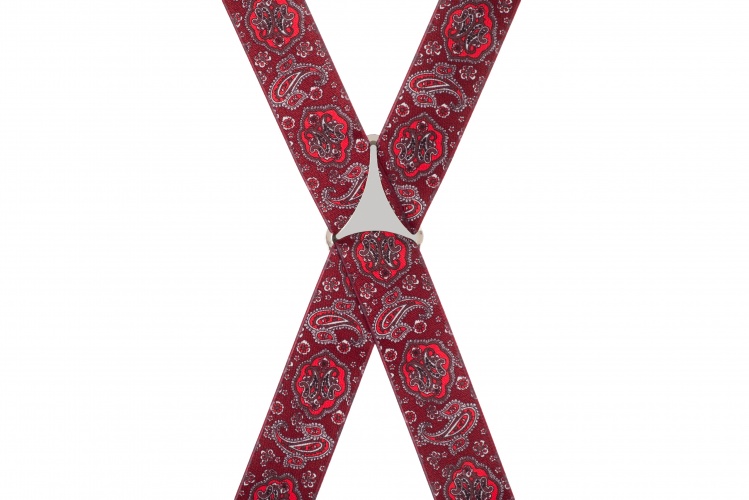 Mens Deep Red Paisley Trouser Braces | Red Braces - Gents Shop