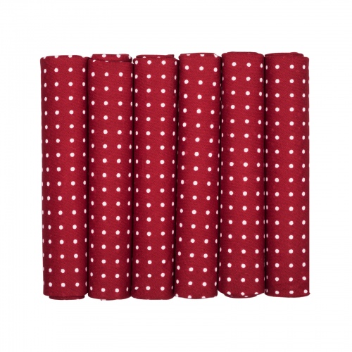 6 Deep Red Spotted Hankies - Gents Shop