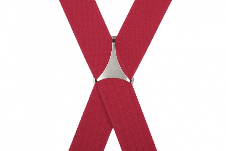 Plain Deep Red Trouser Braces with Strong Clips - Gents Shop