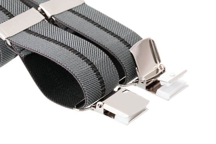 Grey Trouser Braces With 4 Large Strong Clips - Gents Shop