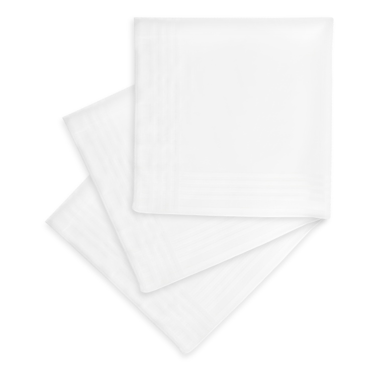 Boxed Set 3 Large White Cotton Handkerchiefs - Gents Shop