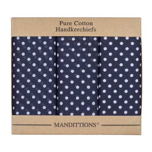 Extra Large Navy Blue Spotted Hankies - Gents Shop