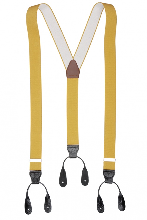 Mustard Yellow Button On Trouser Braces Leather End - Gents Shop