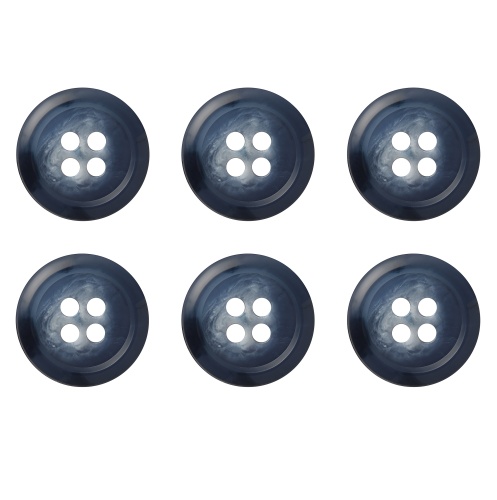 Pack of 6 Blue 15mm Flat Variegated Eco Buttons - Gents Shop