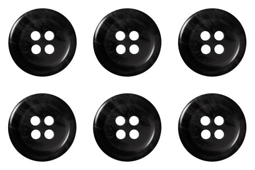 Pack of 6 Black Mock Horn Buttons 15mm 24 Ligne - Gents Shop