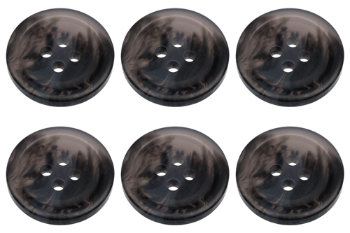 Pack of 6 Black Mock Horn Buttons 20mm 32 Ligne - Gents Shop
