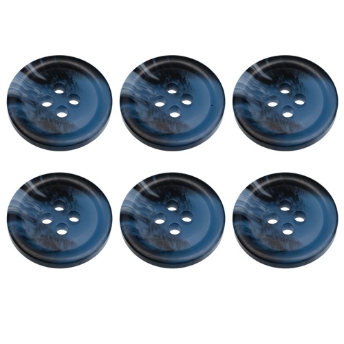 Pack of 6 Blue Mock Horn Buttons 18mm 28 Ligne - Gents Shop