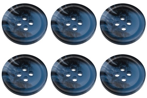 Pack of 6 Blue Mock Horn Buttons 23mm 36 Ligne - Gents Shop