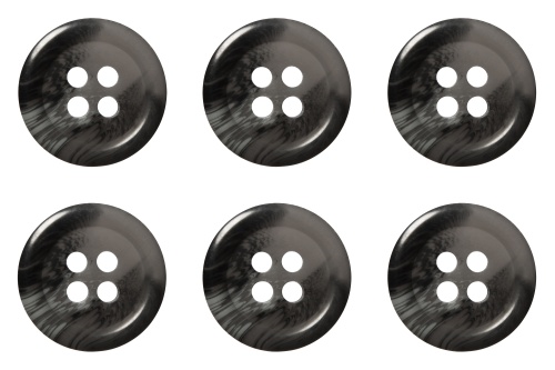Pack of 6 Grey Mock Horn Buttons 15mm