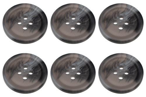 Pack of 6 Grey Mock Horn Buttons 18mm 28 Ligne - Gents Shop