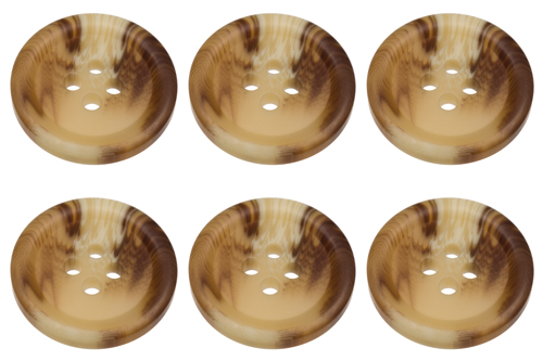 6 Light Brown Mock Horn Buttons 20mm 32 Ligne - Gents Shop