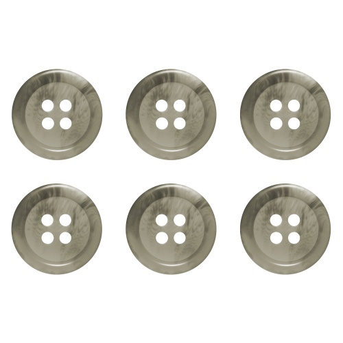 Pack of 6 Light Grey Mock Horn Buttons 18mm - Gents Shop