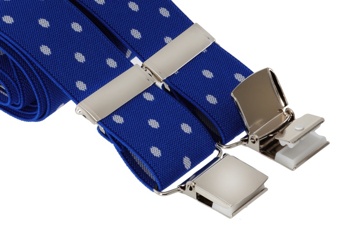 Royal Blue Trouser Braces With White Polka Dots - Gents Shop