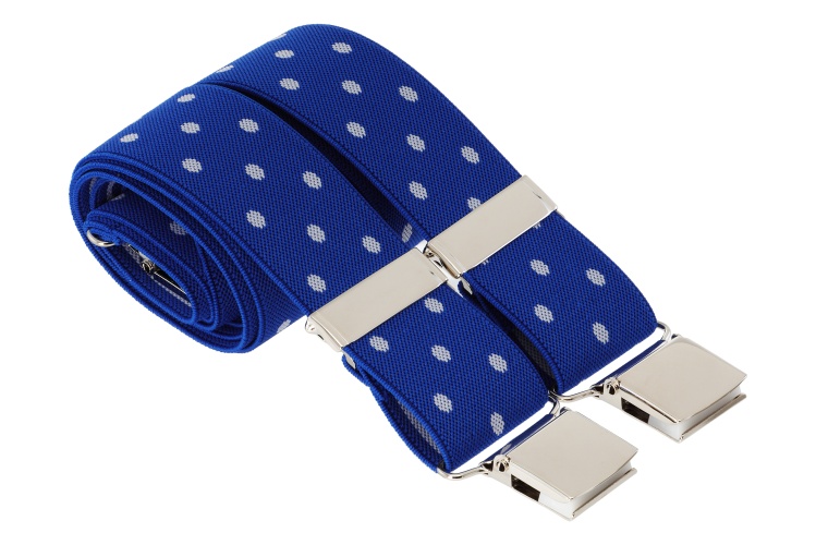 Royal Blue Trouser Braces With White Polka Dots - Gents Shop