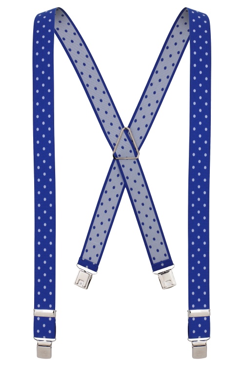 Royal Blue Trouser Braces With White Polka Dots - Gents Shop