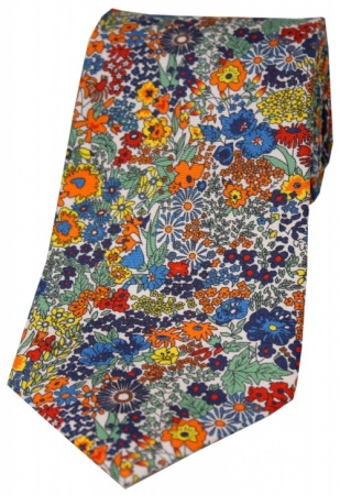 Multi Coloured Silk Tie with Small Squares - Gents Shop